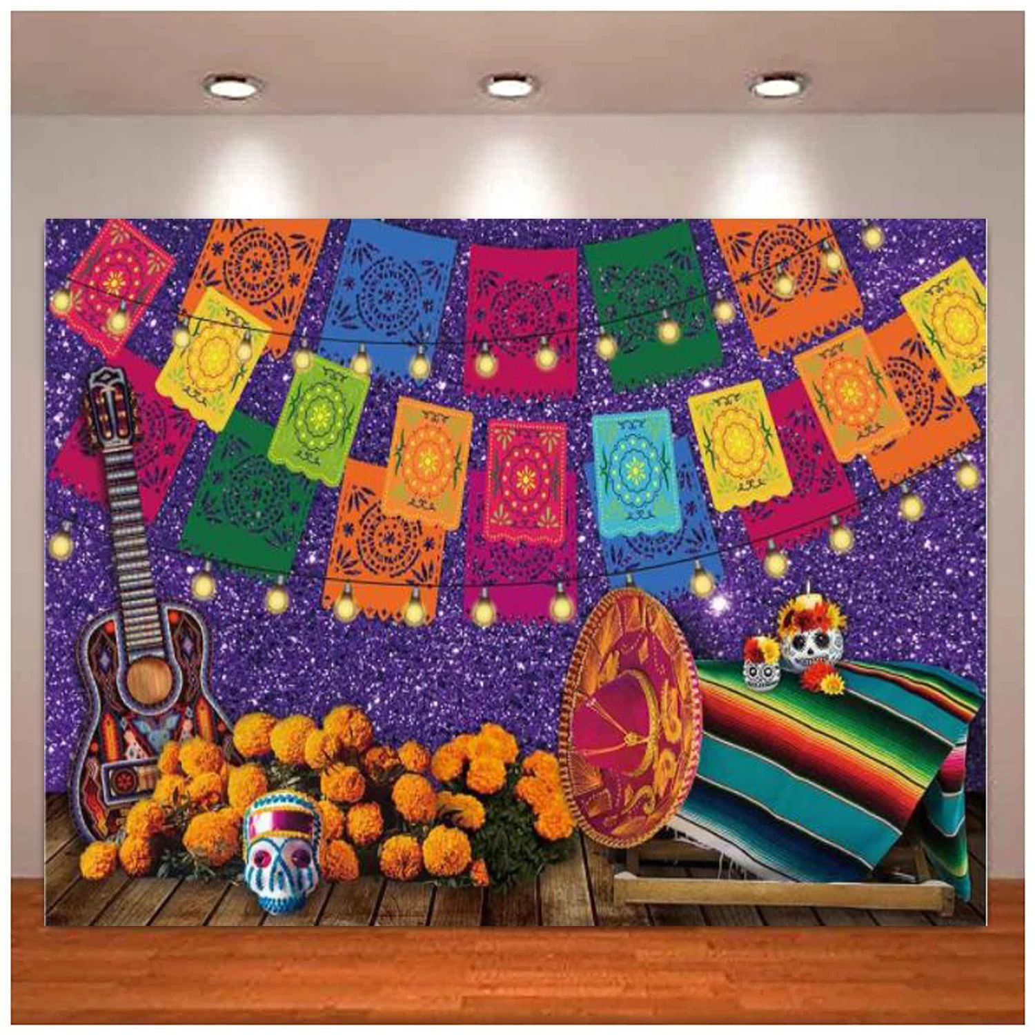 Mexican Fiesta Photography Backdrop Purple Day Of The Dead Party ...
