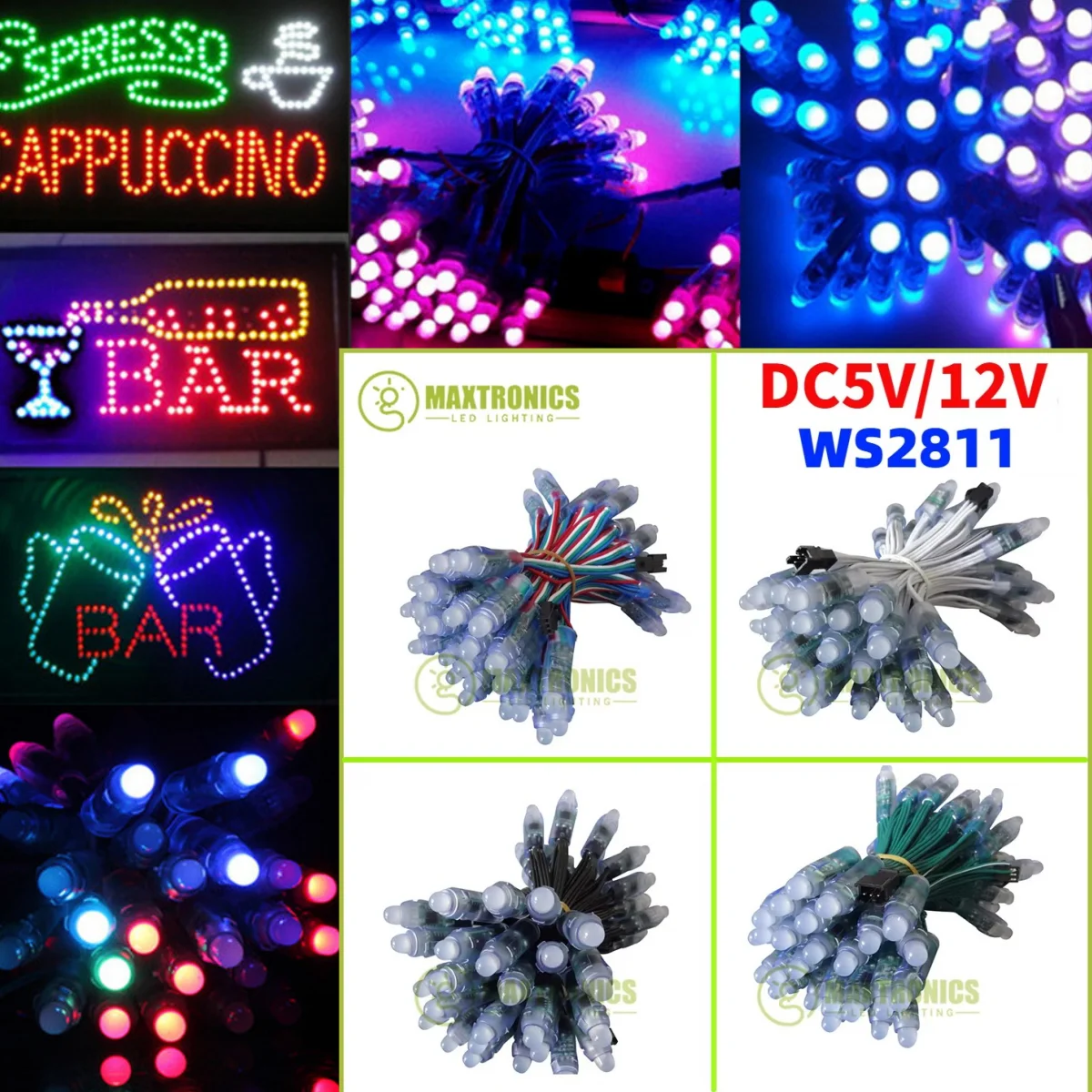 1000pcs DC5V/12V 12mm WS2811 IC RGB LED Module Light String Full Color ...
