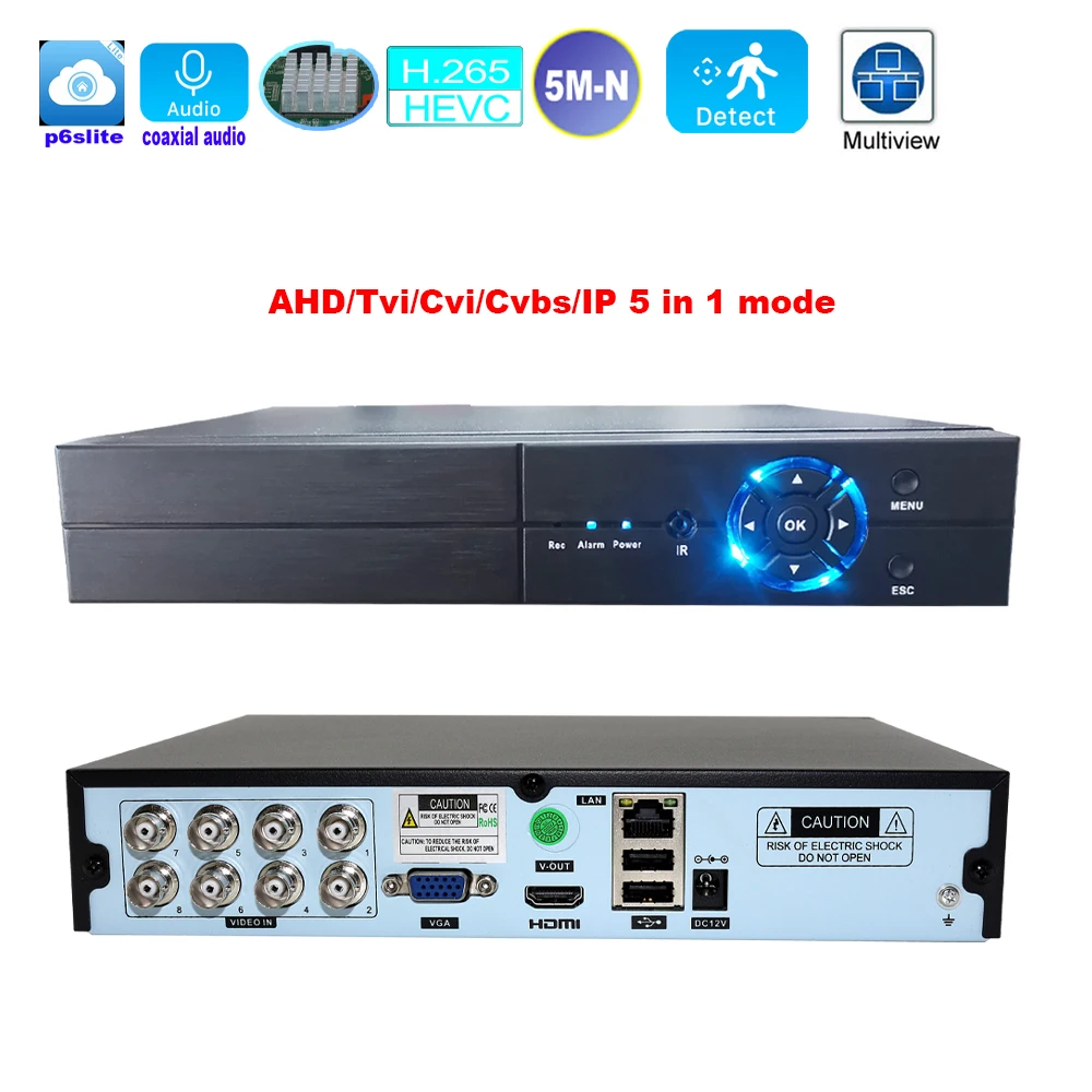 CCTV-Video-HDMI-Recorder-8CH-5MP-N-DVR-Coaxial-Audio-P2P-Hybrid-5-In-1 ...