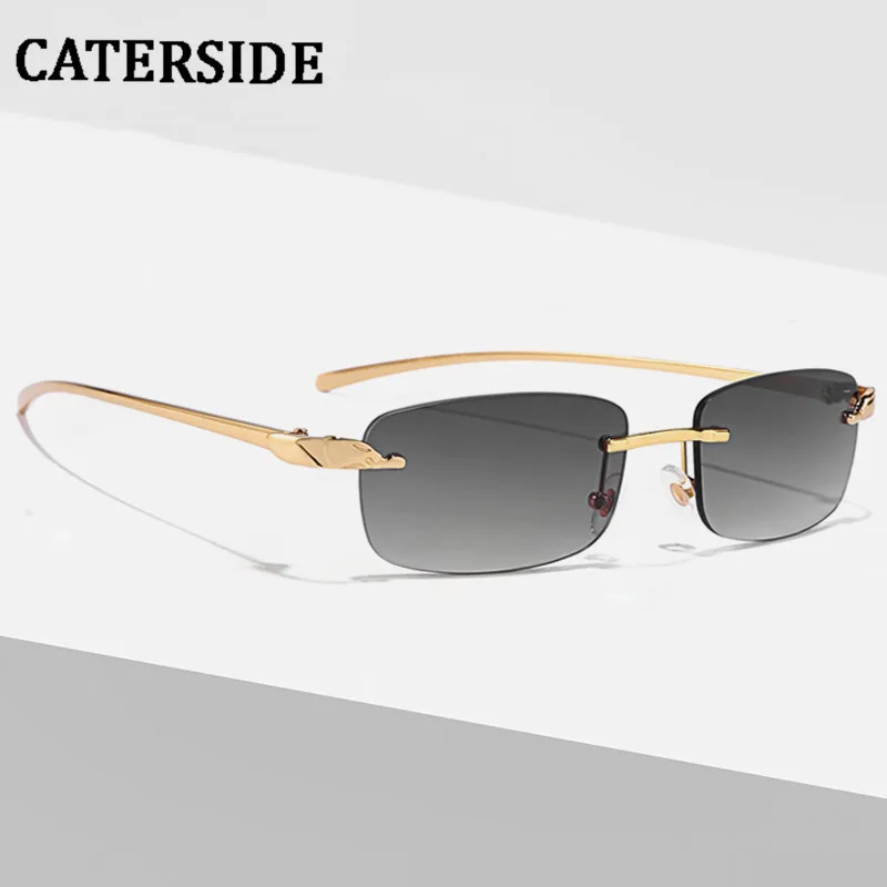 CATERSIDE Fashion Vintage Rimless Square Sunglasses Men Luxury Brand ...