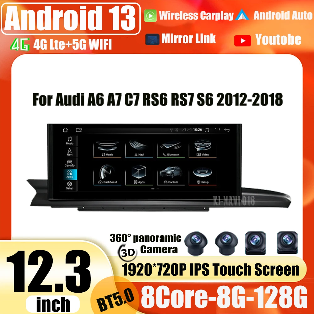 For-Audi-A6-A7-C7-RS6-RS7-S6-2012-2018-Player-Android-13-Car-Radio ...