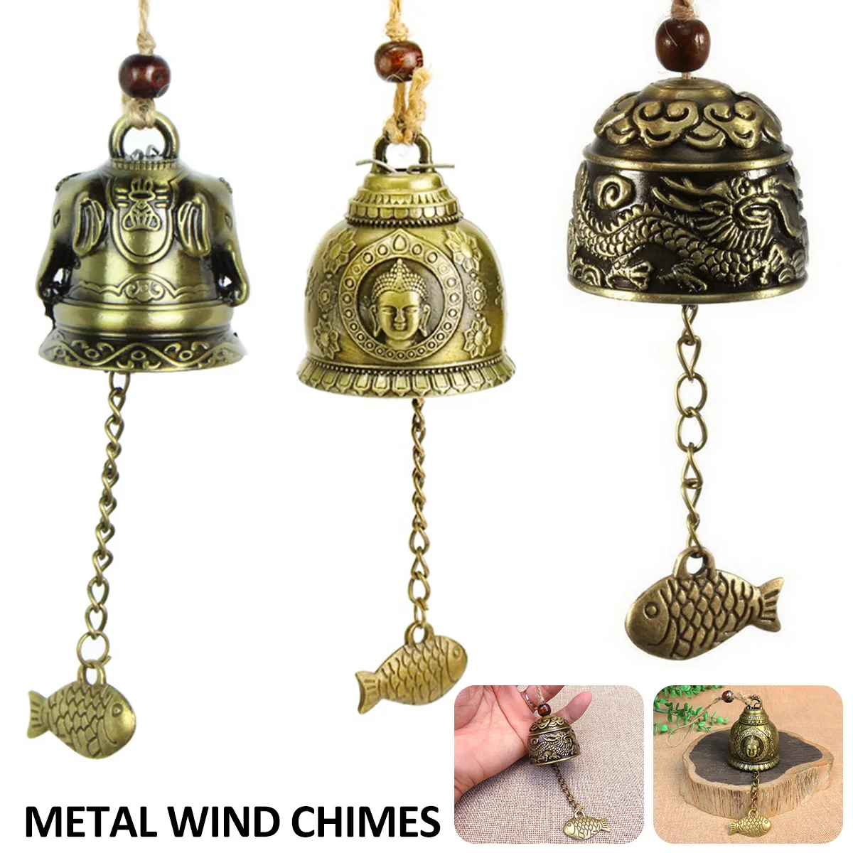 Retro-Feng-Shui-Wind-Bell-Lucky-Chimes-Retro-Buddha-Dragon-Elephant ...