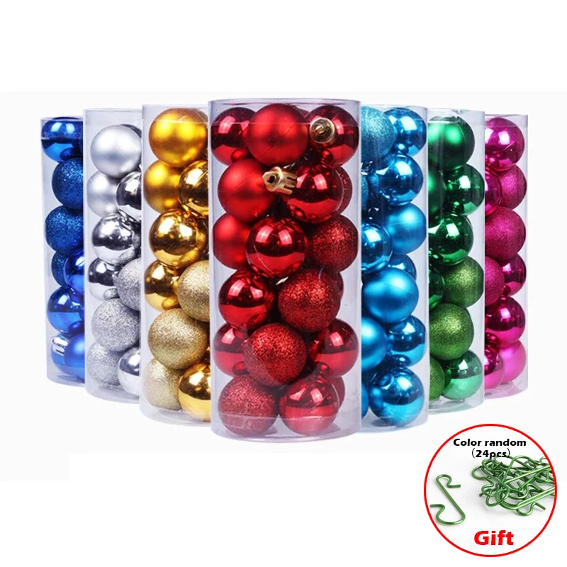24-unids-set-juegos-de-bolas-de-Navidad-6-8cm-bola-de-colores-bola ...