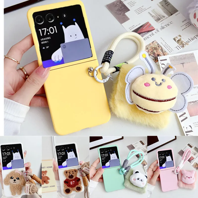 DIY-Cute-Cartoon-Bee-Panda-Plush-Bracelet-PC-Phone-Case-For-Motorola ...