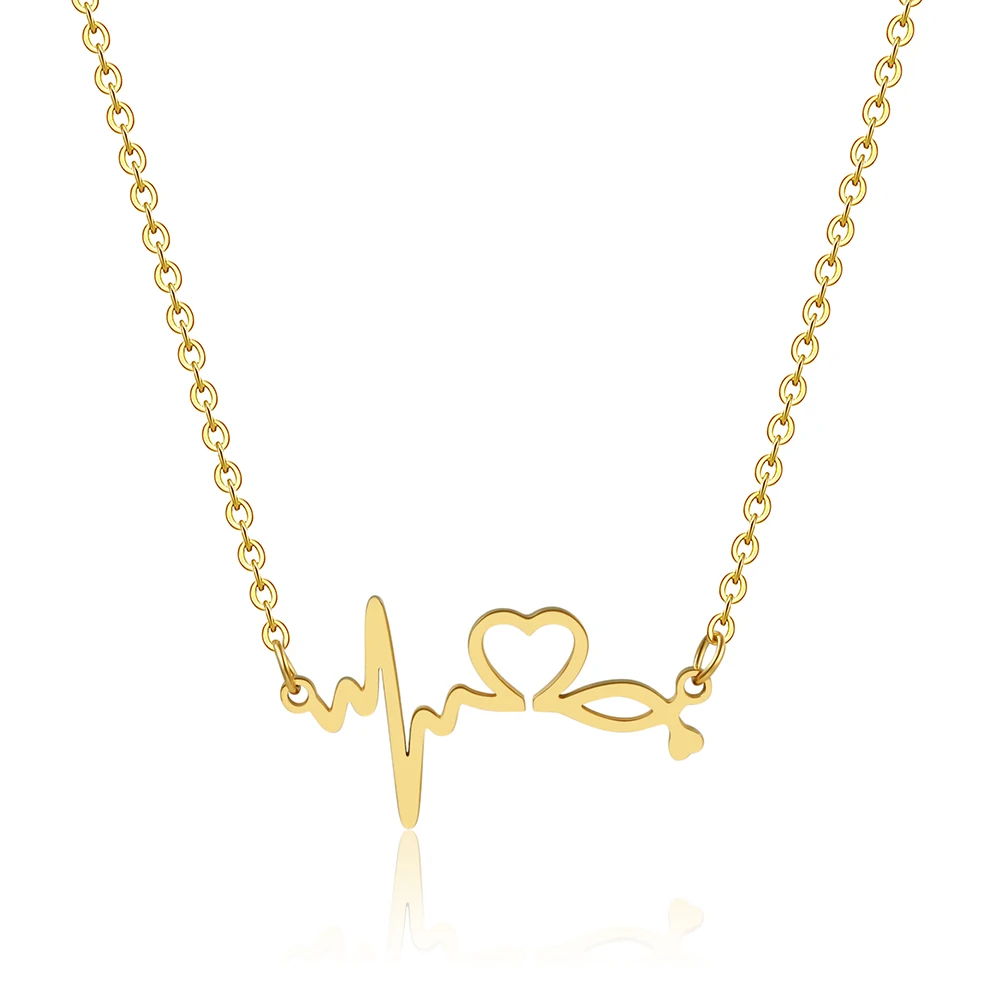 Heartbeat-Stainless-Steel-Necklace-For-Women-Love-Heart ...