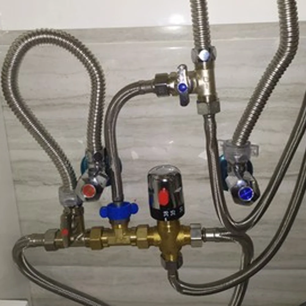 Thermostat de tuyau en laiton,vanne thermostatique Assad,3 voies ...