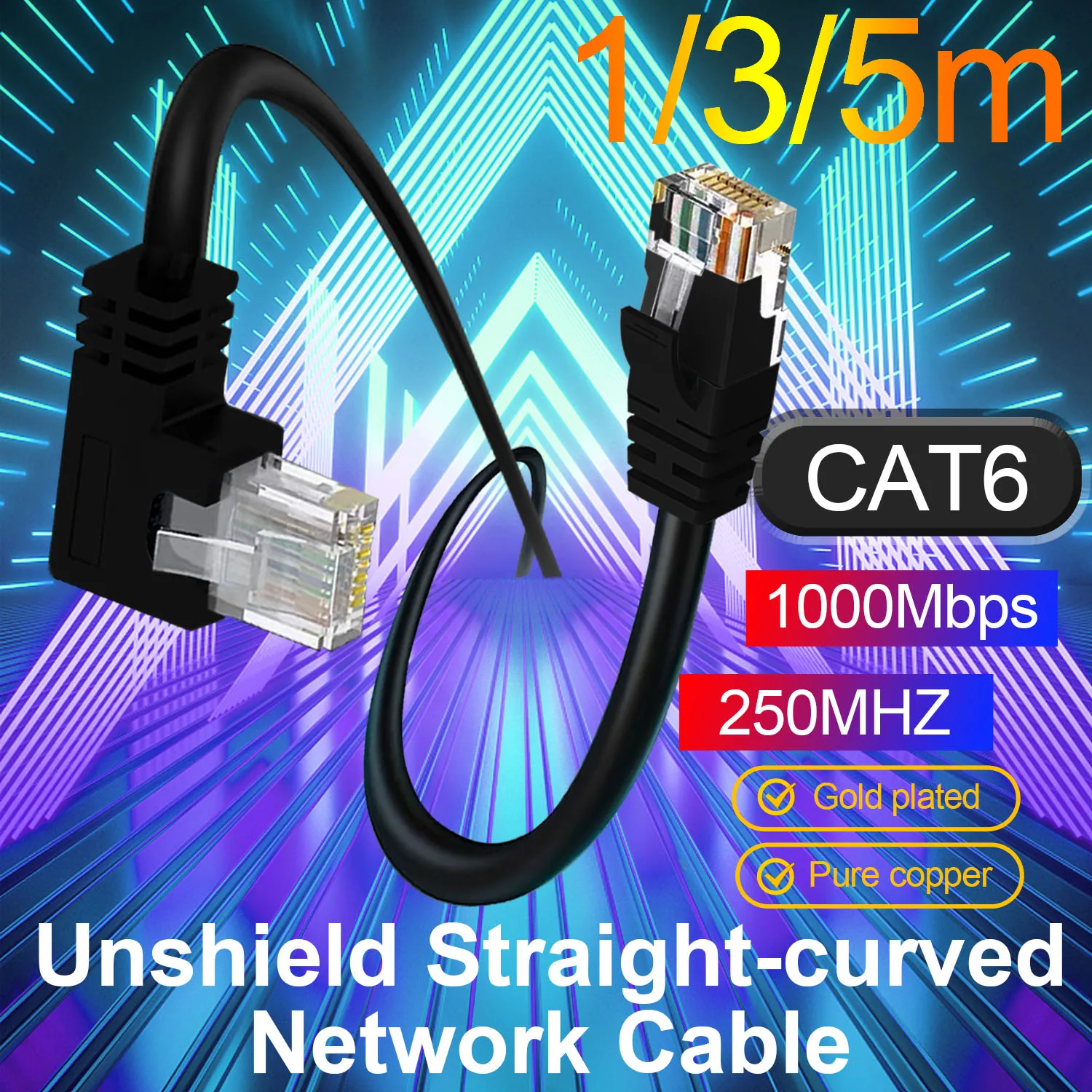 Cat6-90-Degree-to-Straight-Ethernet-Cable-Unshielded-1000Mbps-250MHz ...