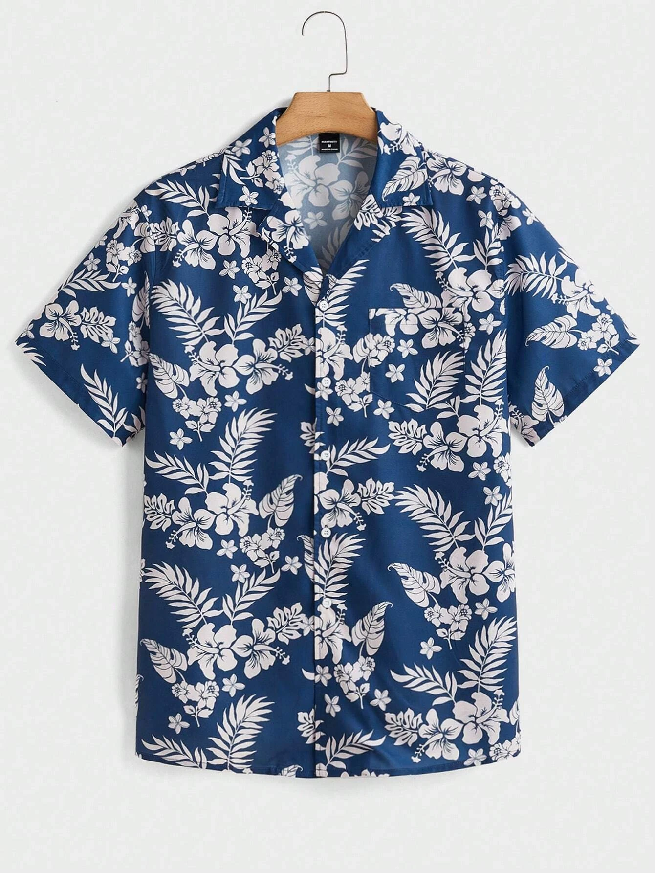 Hawaiian men's shirt 3D leaf pattern shirt men's short sleeved ...