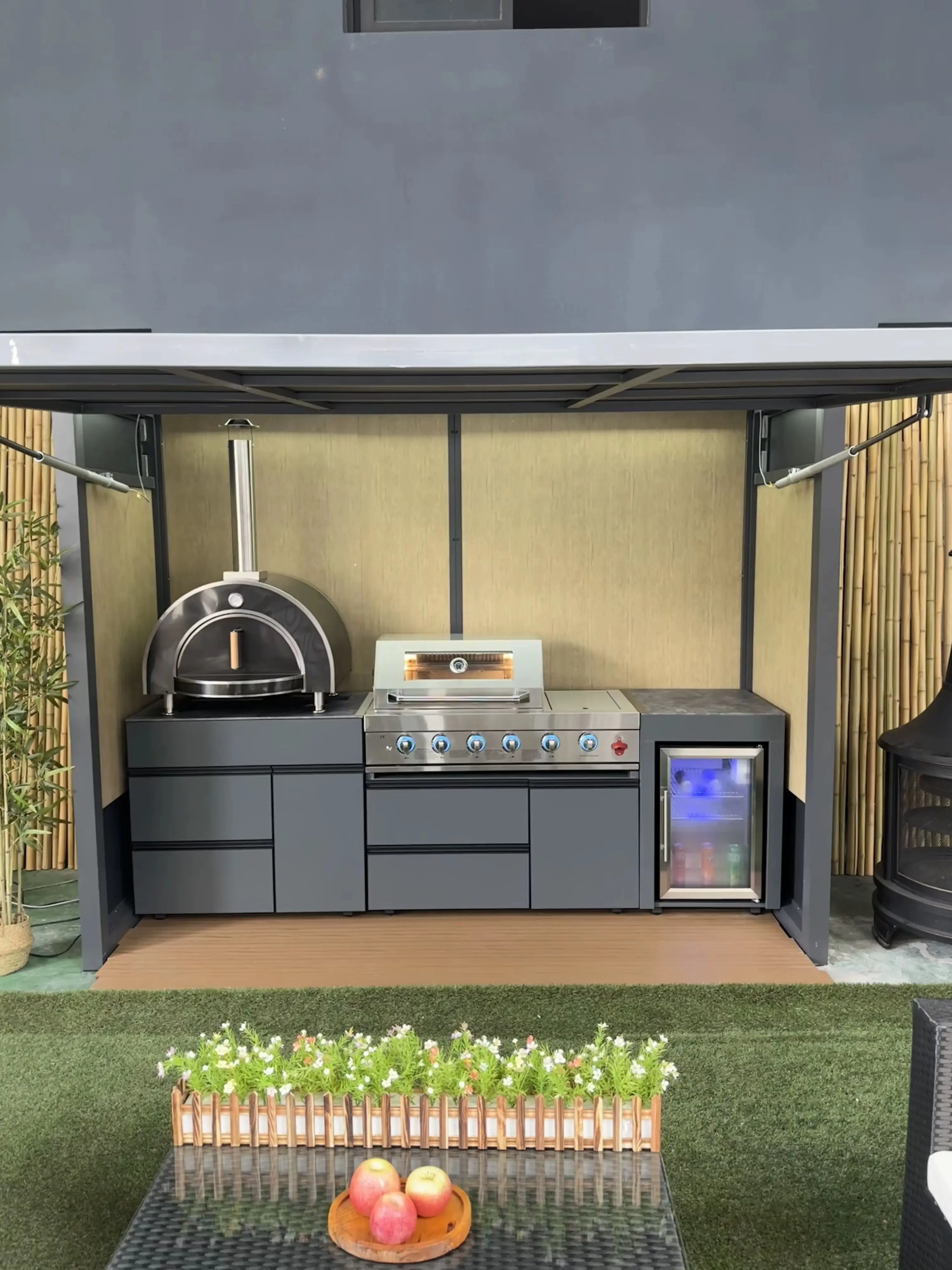 Outdoor BBQ Kitchen Customized One-Stop with Refrigerator Sink Storage ...