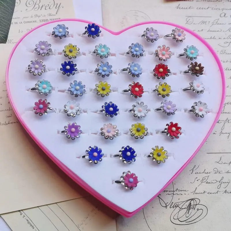 10pcs-Lot-Wholesale-Kids-Rings-for-Girls-Children-Sweet-Colorful-Flower ...