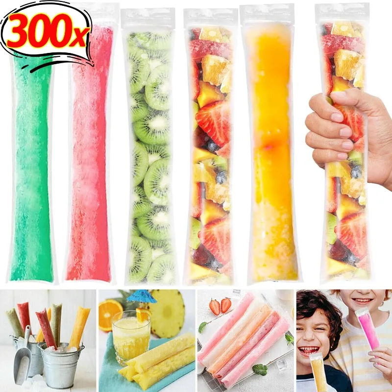 DIY Ice Cream Bags Disposable Ice Popsicle Bags Transparent Fruit Juice ...