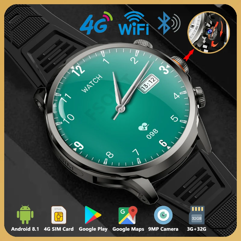 4G Network Android Smart Watch 180° 9MP Camera APP Free Download GPS ...