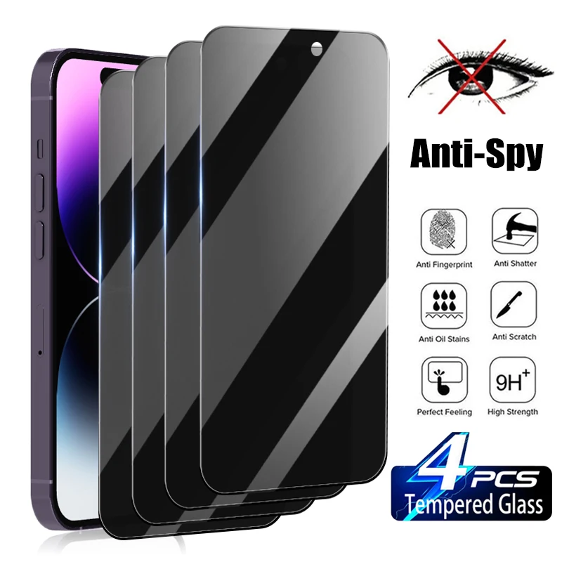 2-4Pcs-Anti-Spy-Screen-Protector-For-iPhone-14-Pro-Max-Privacy-Glass ...