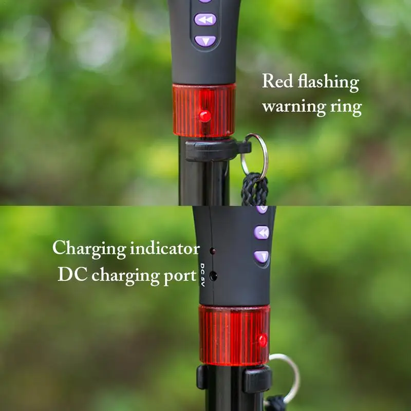 Hiking Adjustable Folding Cane With Alarm LED Light Radio And ...