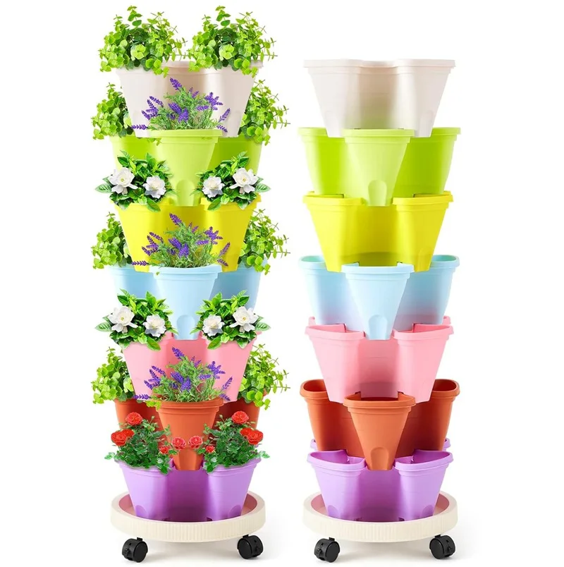 DIY 4~7 Tier Vertical Planter Stackable Tower Planters Strawberry ...