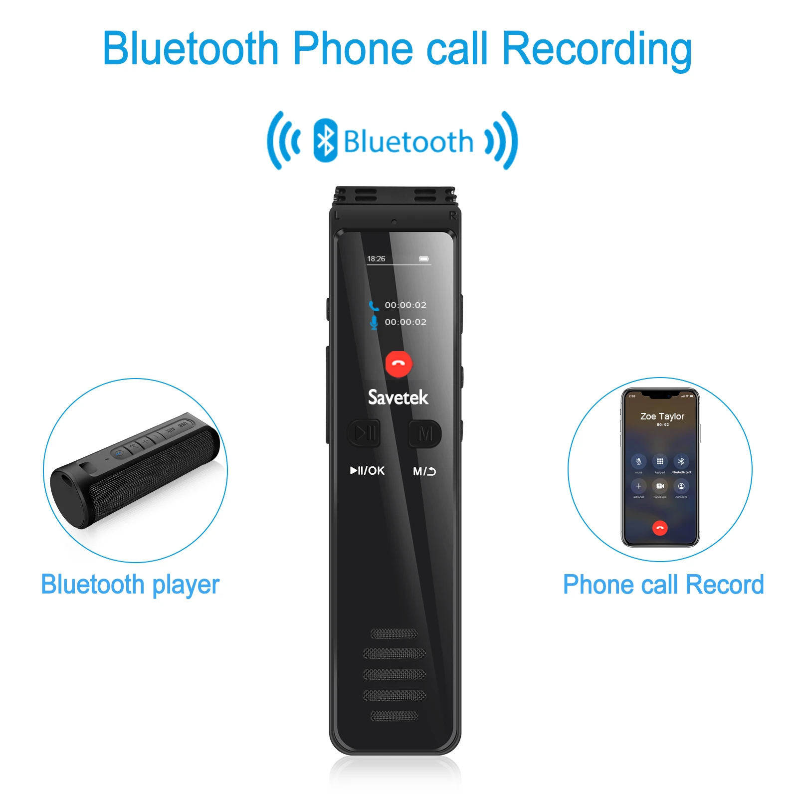 Bluetooth-Voice-Activated-Digital-Voice-Recorder-Savetek-32GB-64GB-USB ...
