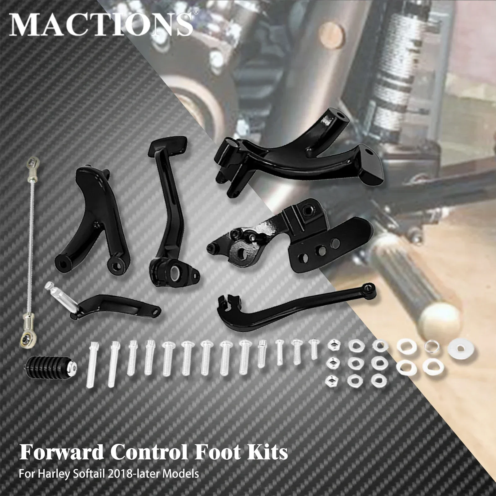 Motorcycle Forward Control Foot Pedal Kits Black For Harley Softail Low ...