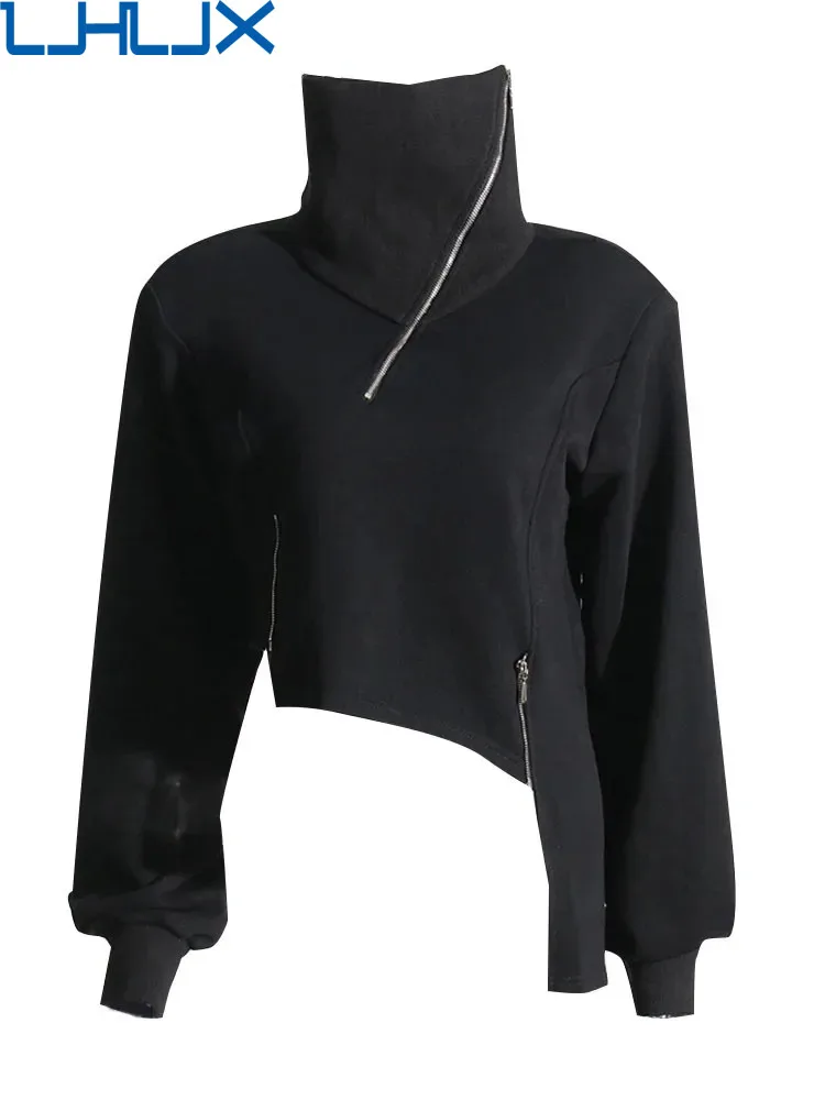 LJHLJX-Irregular-Solid-Sweatshirts-For-Women-Turtleneck-Long-Sleeve ...