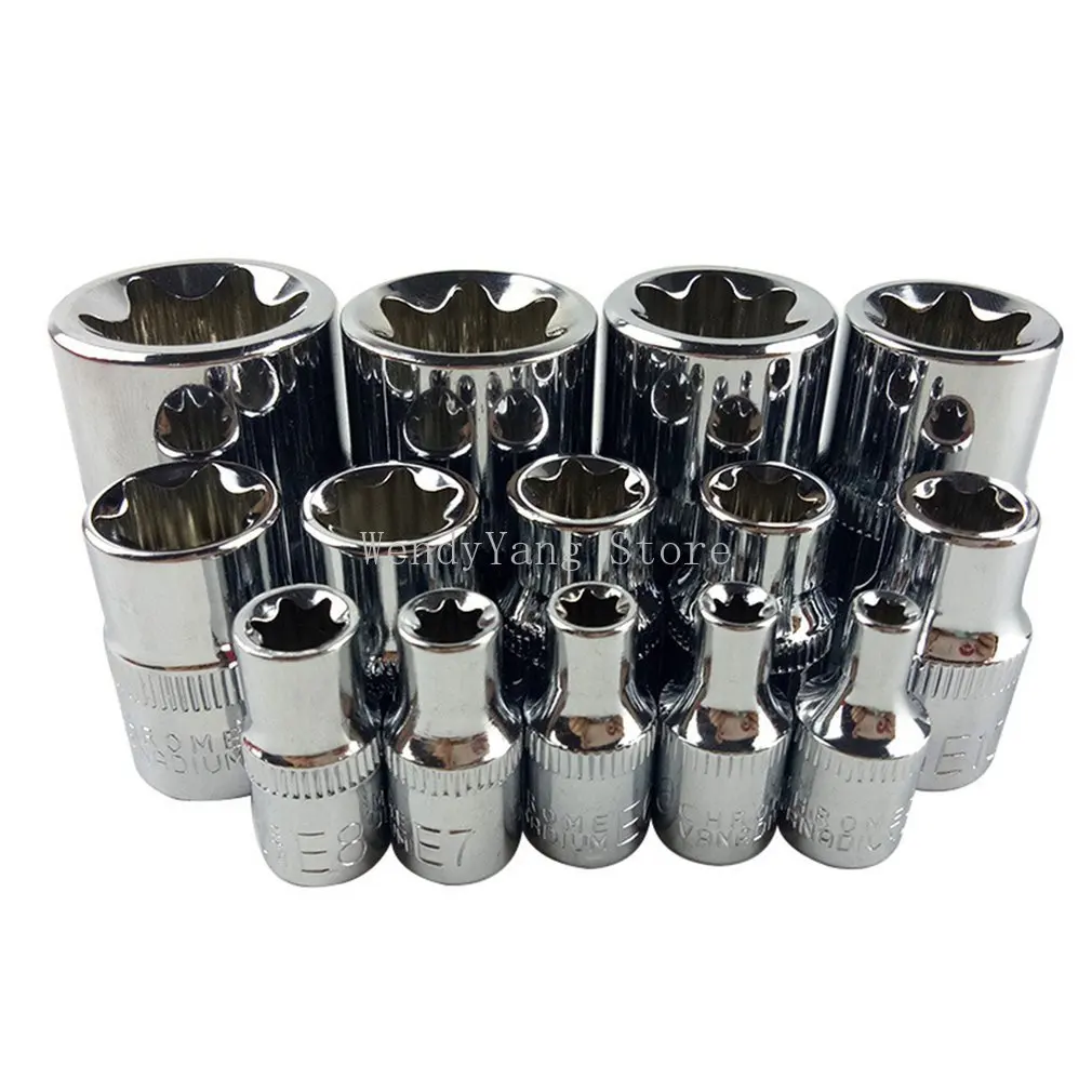 NEW 14Pcs Female E Type Bit Sockets Wrench Head E4 - E24 1/4" 3/8" Torx ...