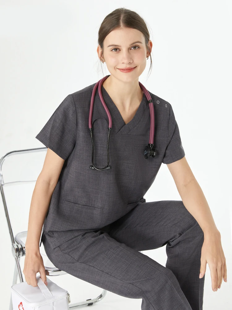 NEW-Fabric-Scrub-Uniform-Micro-Stretch-Nursing-Scrubs-Medical-Workwear ...