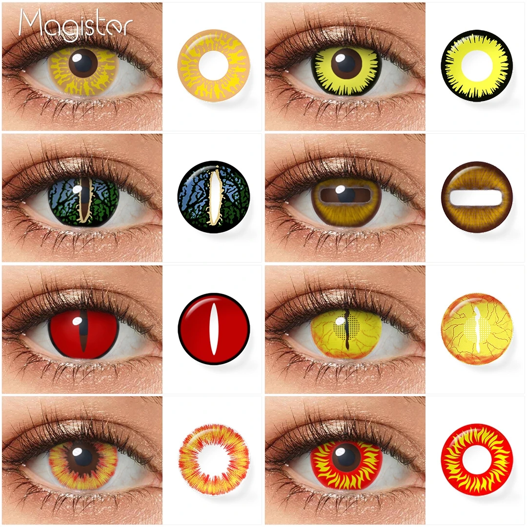 Red Cat Eye Cosplay Color Contact Lenses For Eyes Yearly Makeup ...