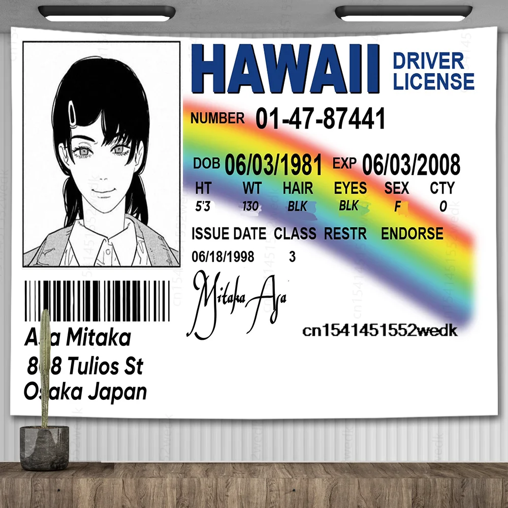 Asa Mitaka Id Flag Hawaii Driver License Wall Hanging Tapestry Funny ...