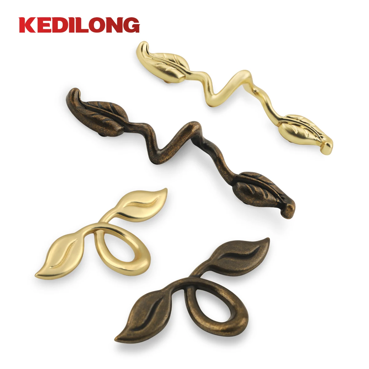 Furniture Hardware American Modern Style Gold Leaf Handle Zinc Alloy ...