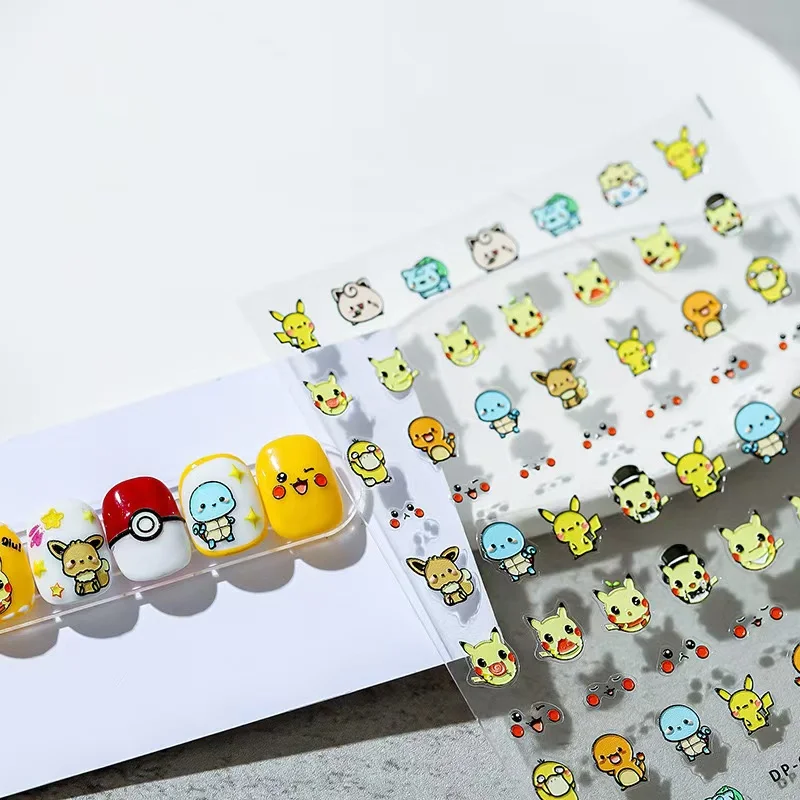 Miniso New 5D Relief Cartoon Pokémon Nail Sticker Anime Character ...