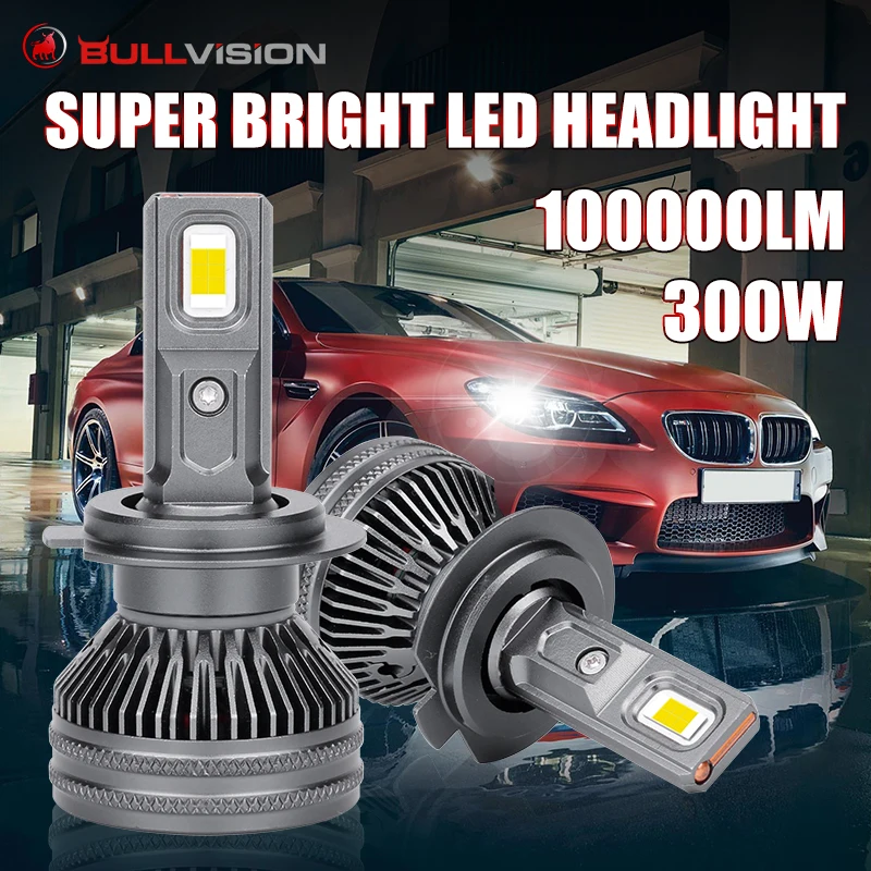 Bullvision 하이 로우 빔 5570 CSP Canbus 300W STG, Bullvision H7 LED K5C K5S 100000LM LED H4 H11 H1 H8 ...