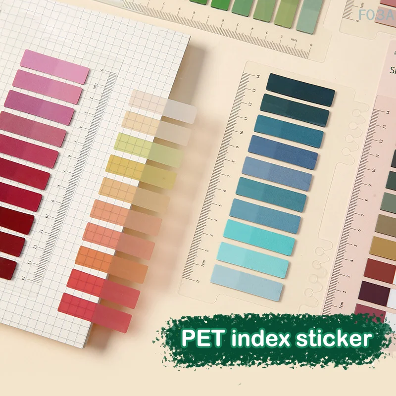 200Sheets Colorful Transparent Fluorescent Index Tabs PET Sticky Note ...
