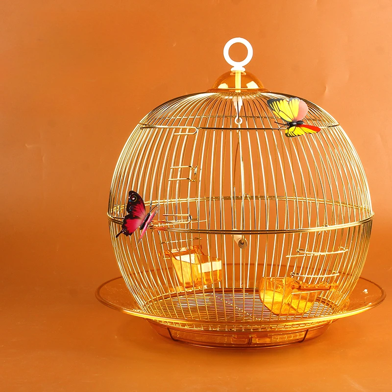 Parrot-Bird-Mesh-Cage-Birds-Light-Luxury-Gold-Bird-Cages-Small-Round ...