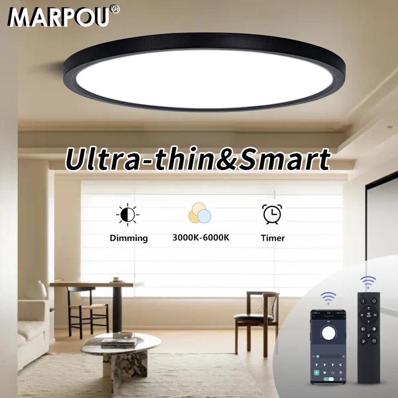 Smart Led Ceiling Lights 20Inch Large APP Remote Control Dimmable Ultra ...