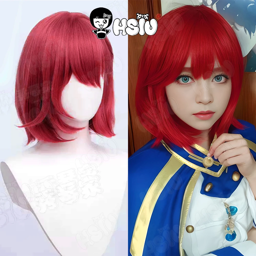 Shirayuki Cosplay Wig HSIU 35CM Bright red short hair Synthetic Wig+Wig ...