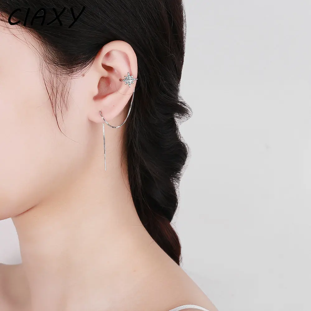 CIAXY-Silver-Color-Ear-Cuff-Zircon-Hexagram-Earrings-for-Women ...