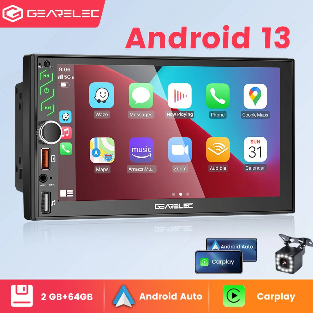 GEARELEC-Car-Radio-Carplay-Android-Auto-2-Din-7-Universal-GPS-Navigator ...