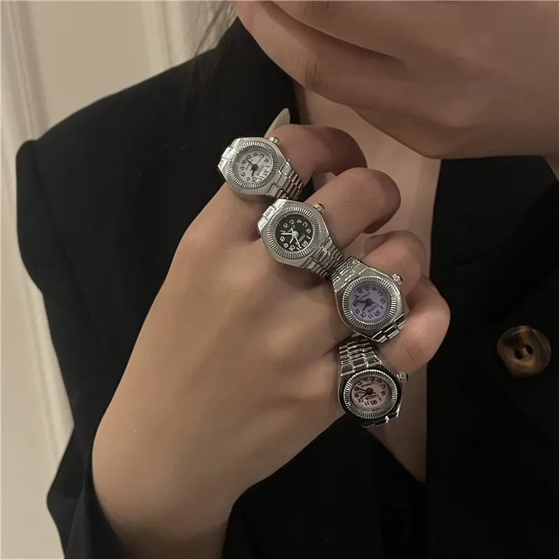 Creative-alloy-Vintage-Y2K-Finger-Watch-Rings-for-Women-Men-Elastic ...