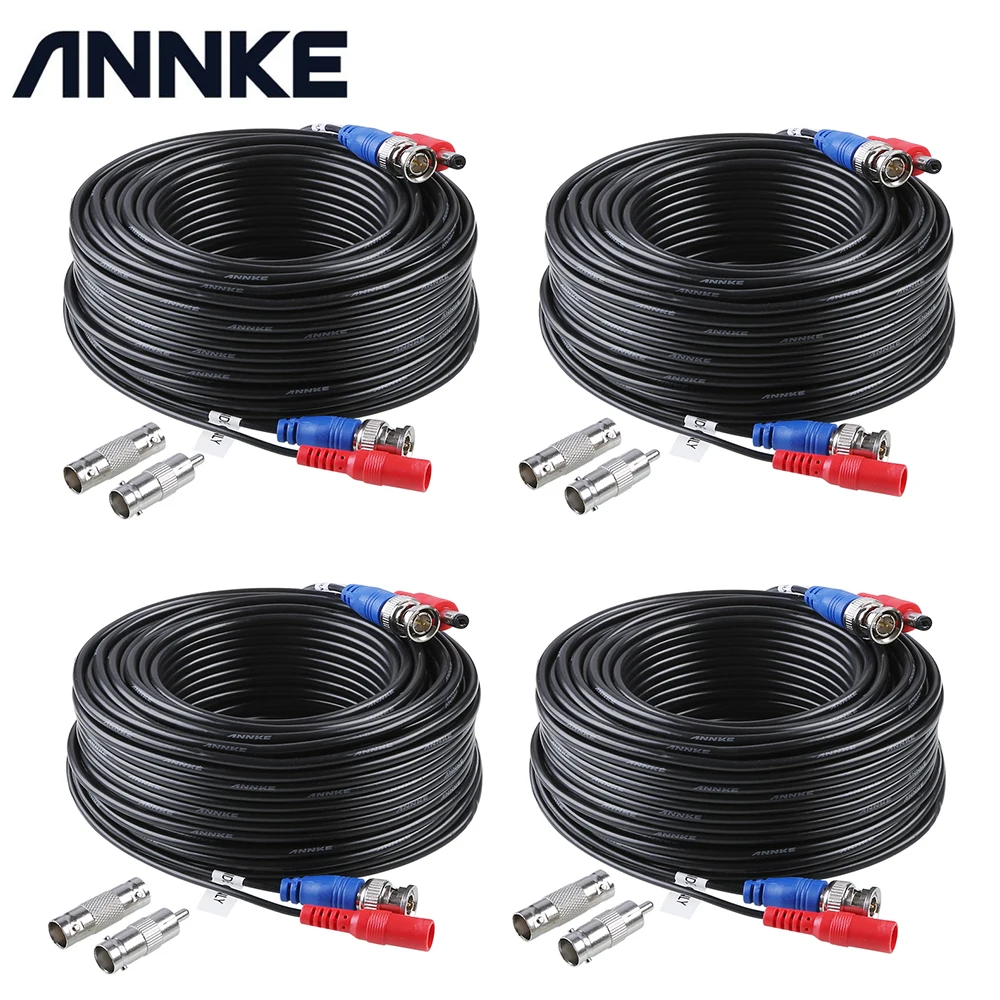 Annke 4pcs 100ft 30m Security Camera Video Power Cable Cord Bnc Rca ...