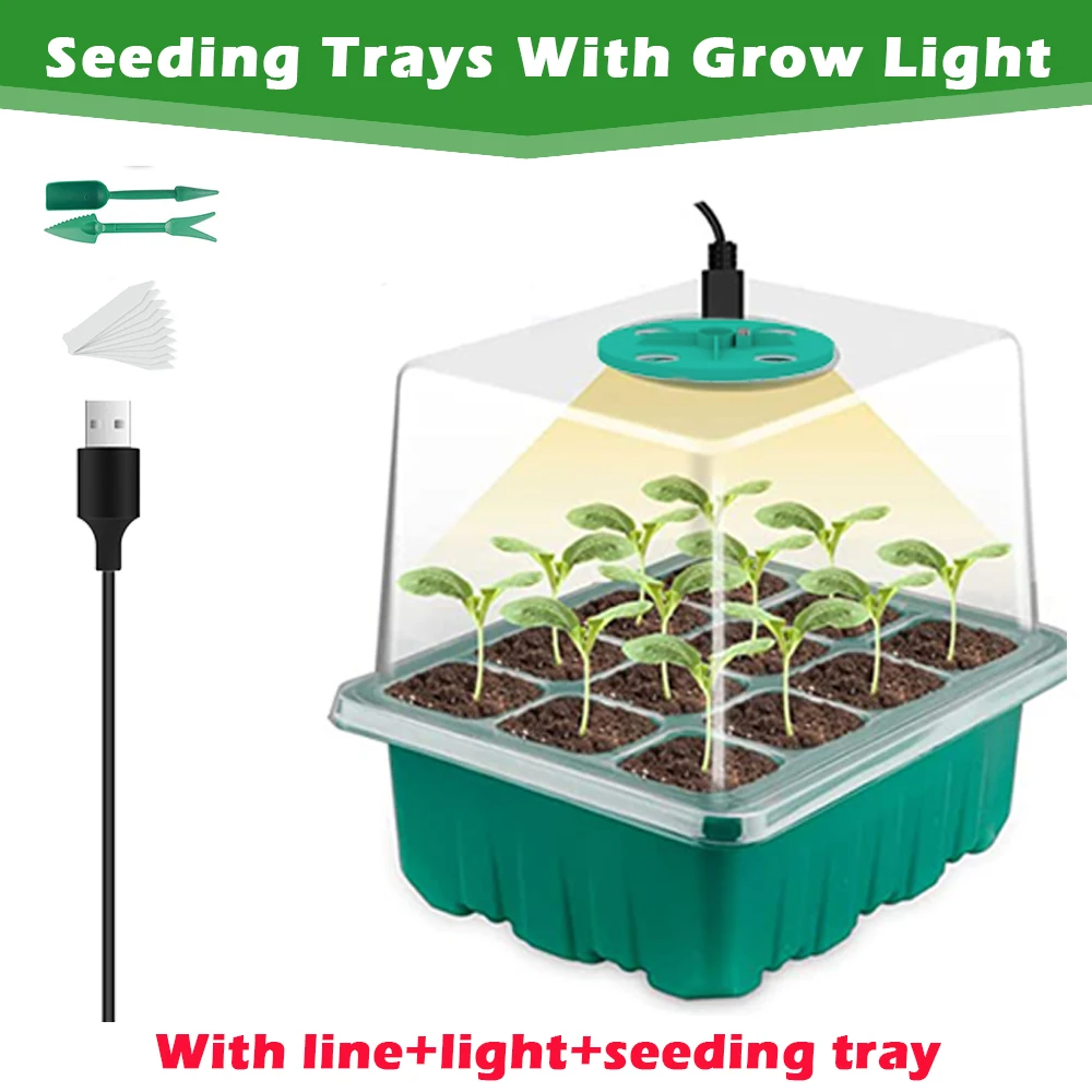 Seed Starter Tray with Grow Light and Humidity Dome: Perfect for Plant Germination and Seedling ...