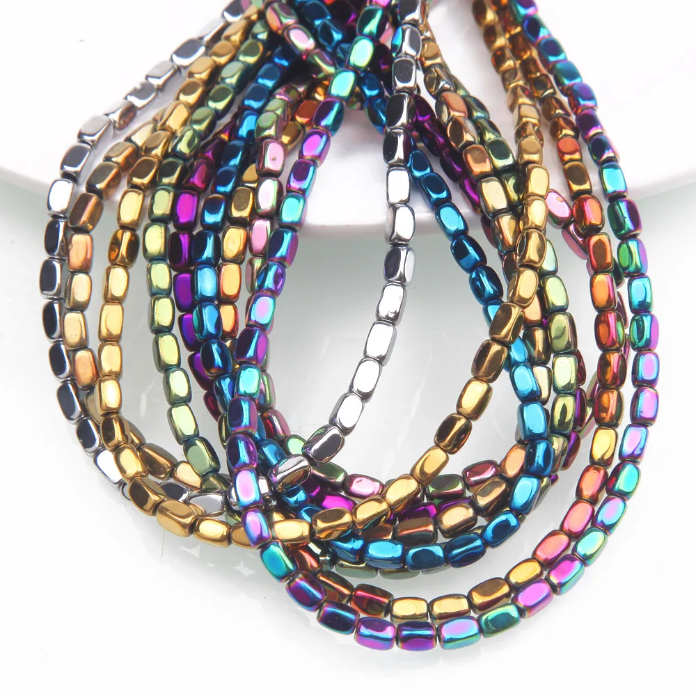 Hematite Oblong Bead Cube Spacer Beads for Jewelry Making Bracelet Diy ...