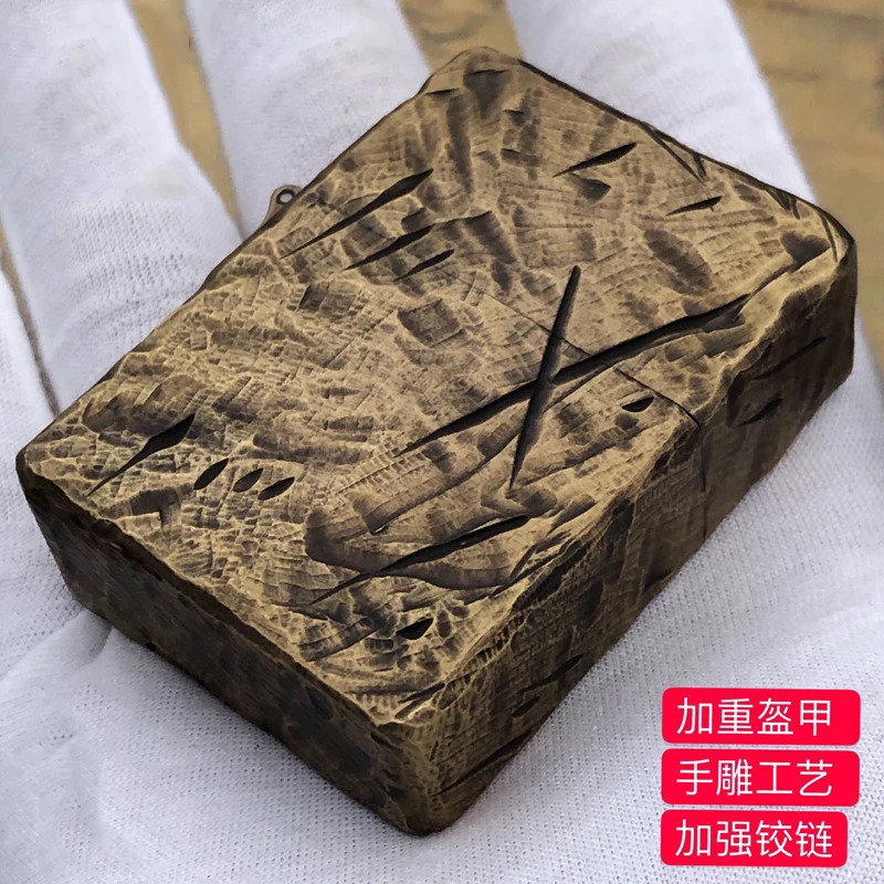 EDC-Brass-Square-Box-Large-Hinge-Thick-Shell-Windproof-Gift-Hiking ...