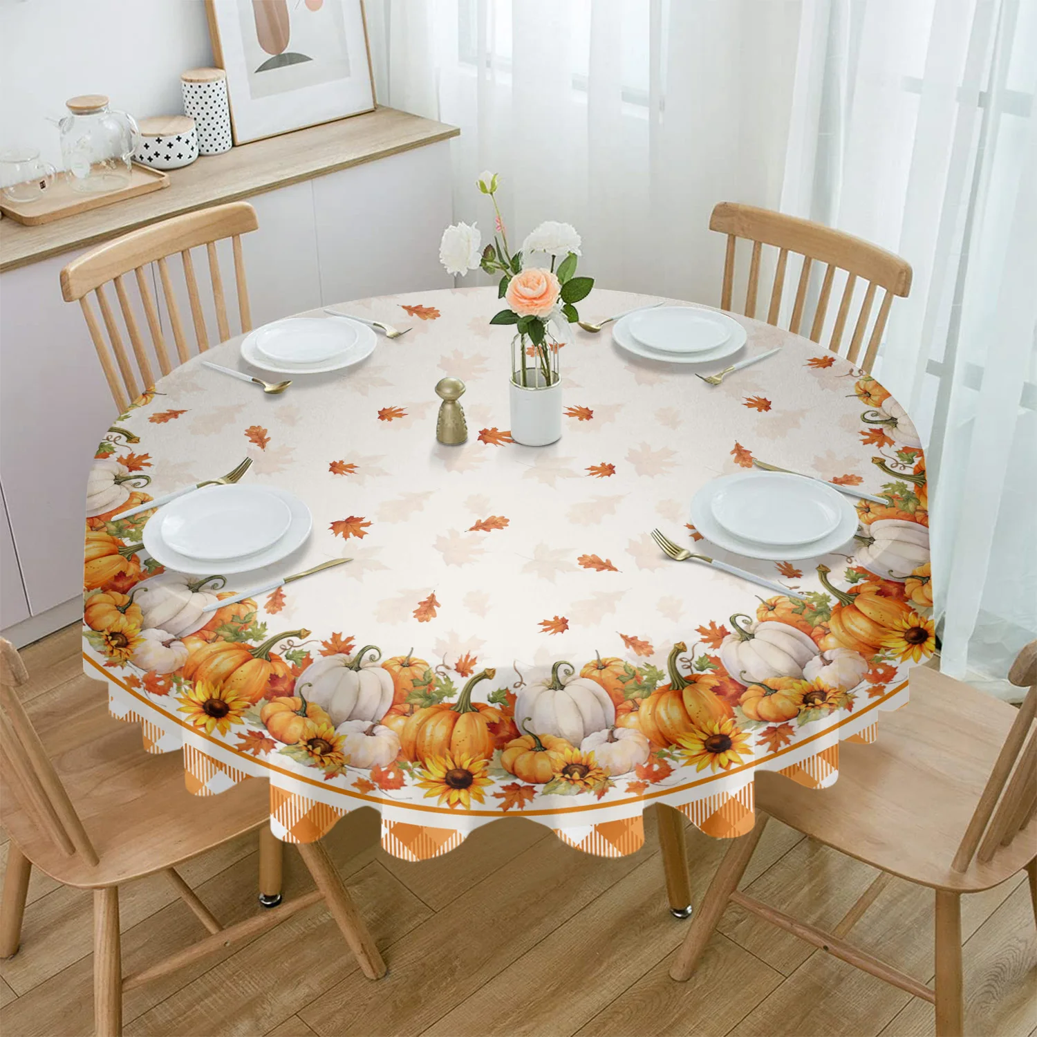 Thanksgiving-Fall-Pumpkin-Round-Tablecloth-Waterproof-Wedding-Party ...