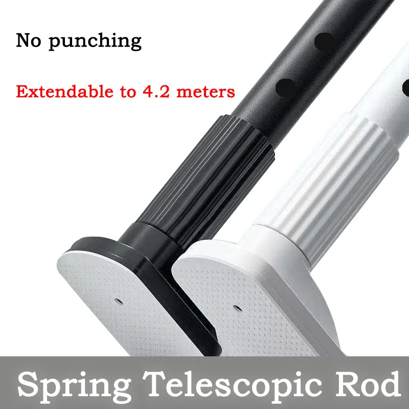 White-Black-Stainless-Steel-Spring-Telescopic-Rod-Punch-free-Shower ...