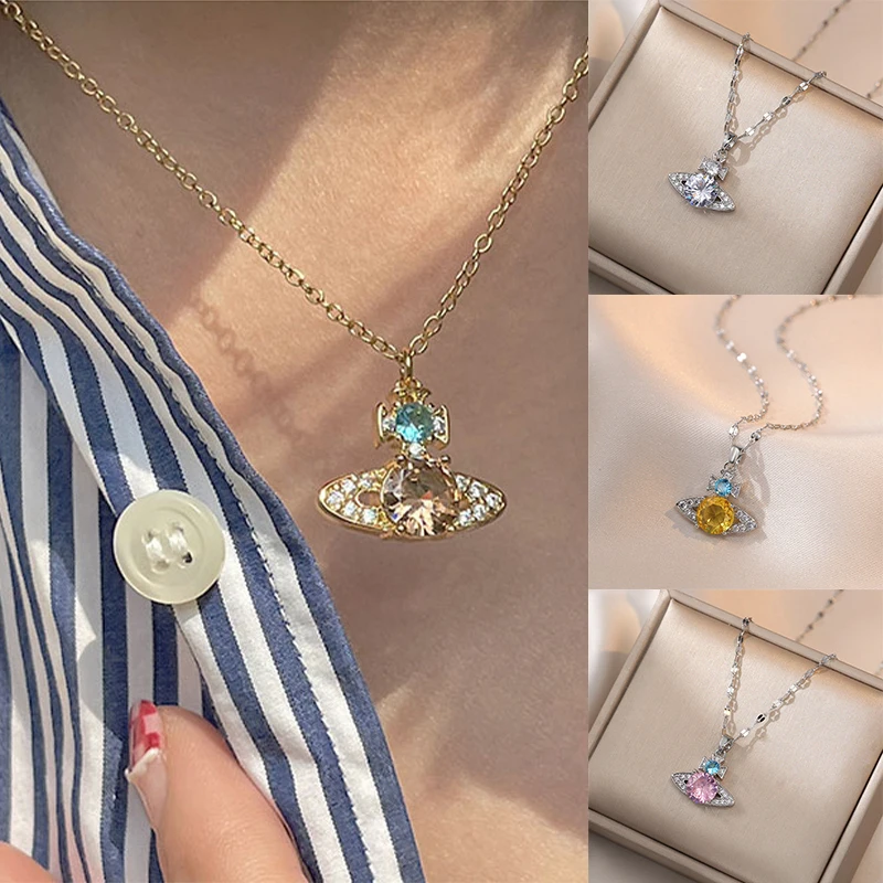 New Trend Shiny Torques Eye Necklace Colorful Charm Rhinestone Teardrop ...