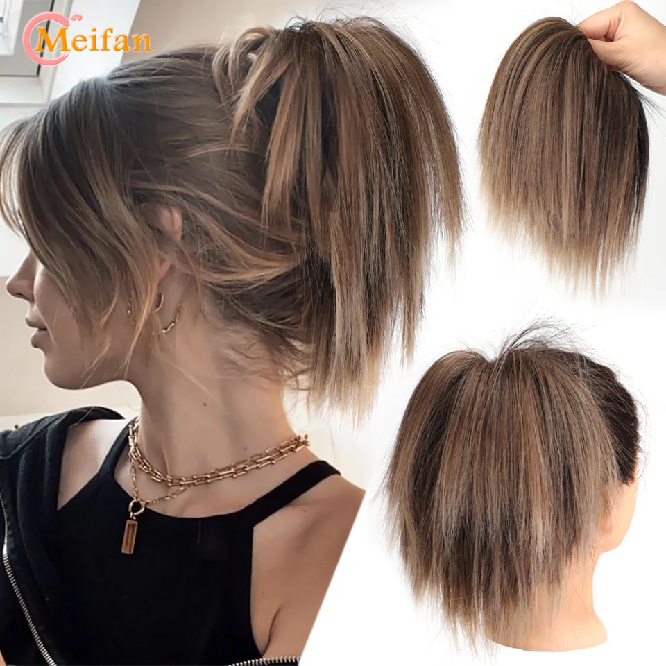 MEIFAN-Synthetic-Straight-Chignon-Messy-Fluffy-Hair-Bun-Elastic-Band ...