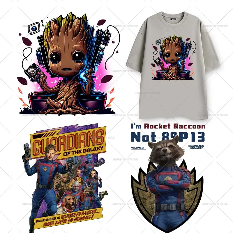 Groot-Rocket-Raccoon-Iron-on-Patches-for-Clothes-Guardians-of-The ...