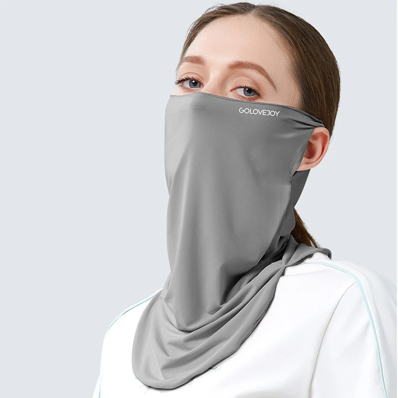 남녀공용 통기성 아이스 실크 얼굴 마스크 자외선 차단 얇은 마스크 부드러운 조절 가능 자외선 차단 여름 야외 활동