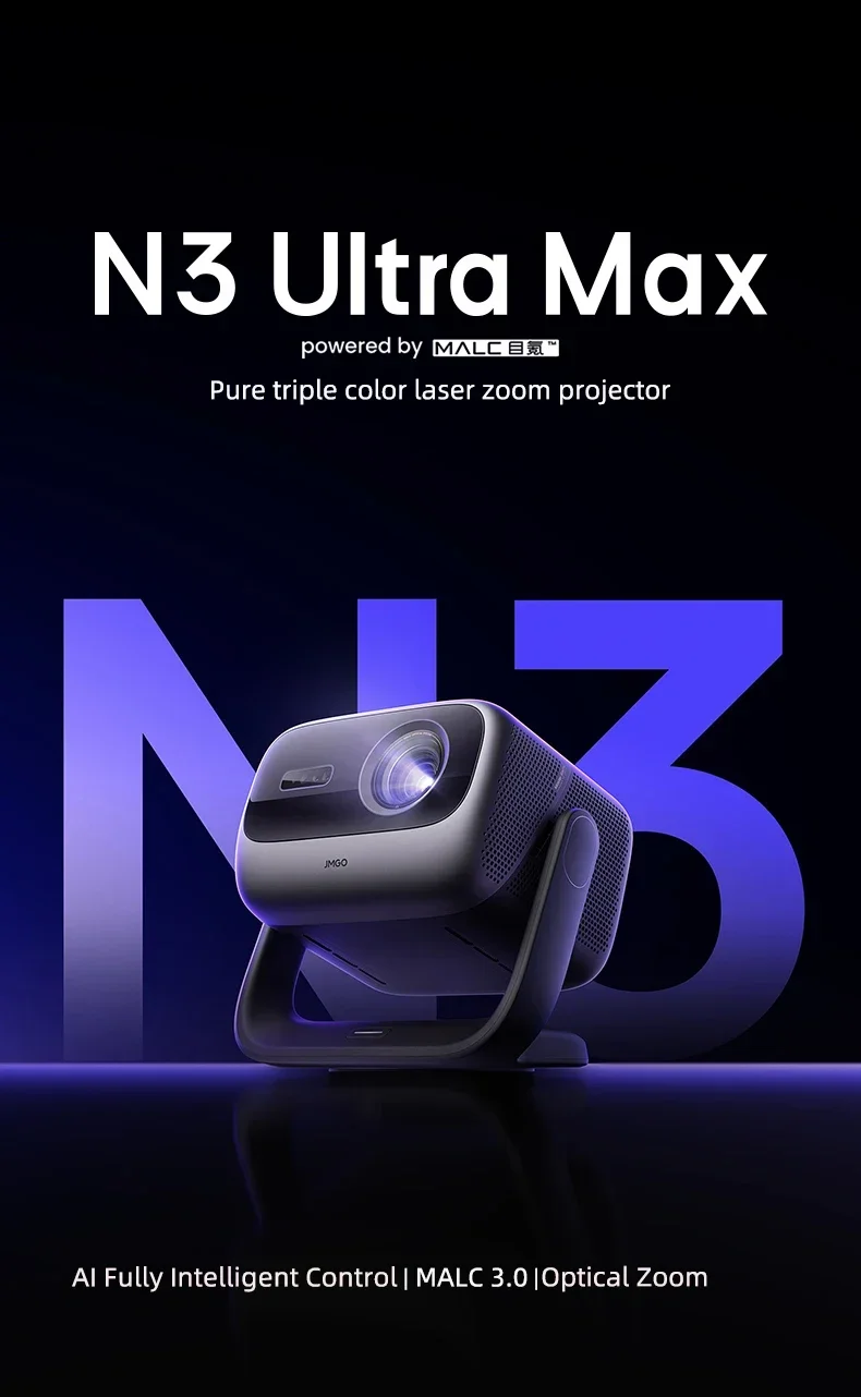 JMGO N3 Ultra Max MALC 3.0 Triple Laser Projector, High Lumens 4K Ultra ...