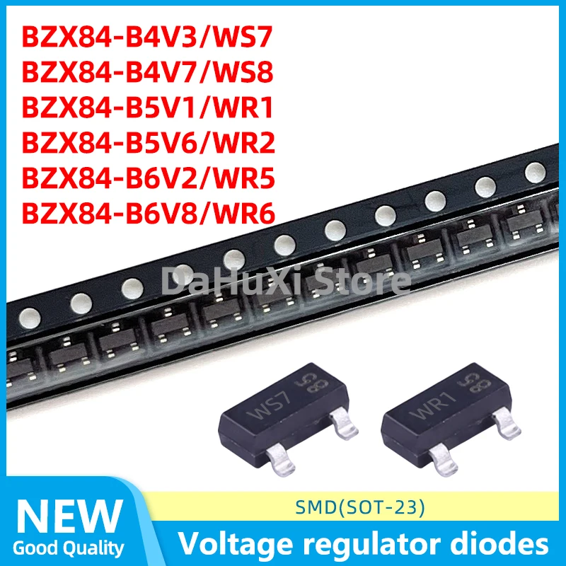 50PCS-BZX84-B4V3-WS7-BZX84-B4V7-WS8-BZX84-B5V1-WR1-BZX84-B5V6-WR2-BZX84 ...