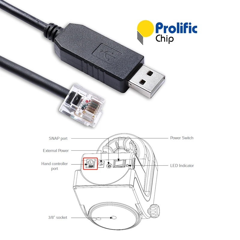 Prolific USB Serial Uart TTL to RJ12 6P6C EQMod EQDir Cable for ...