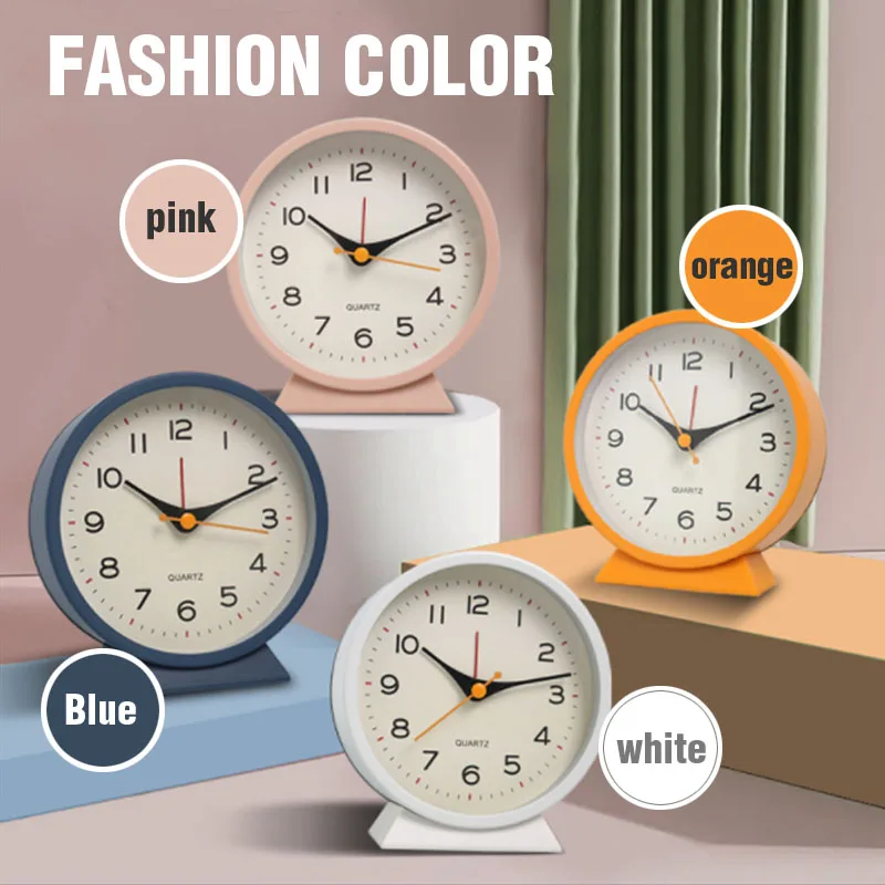 Desk-Alarm-Clock-Bedside-Clock-Classic-Style-Quartz-Clock-Round-Shape ...